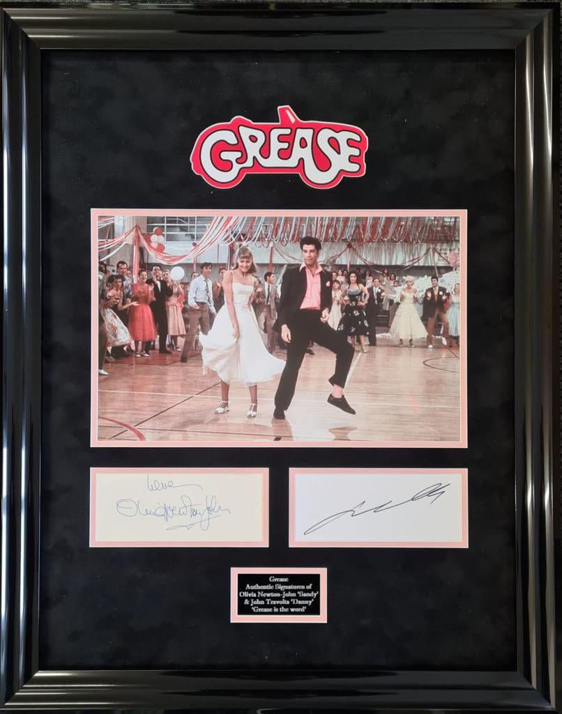 John Travolta & Olivia Newton John Signed Grease Display – Backdrop ...